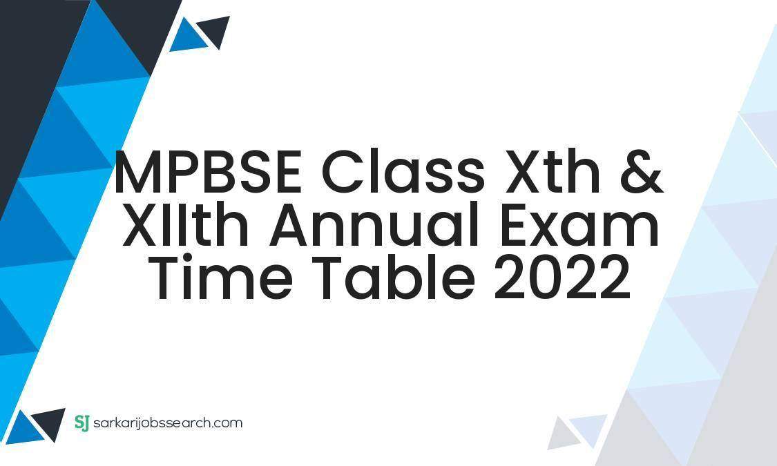 MPBSE Class Xth & XIIth Annual Exam Time Table 2022 - SarkariJobsSearch